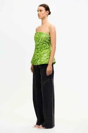 Acler Pipson Sequin Embellished Top - Basil Green