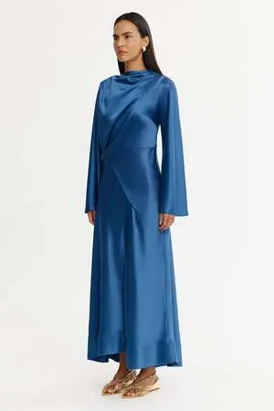 Acler Blaina Midi Dress With Asymmetrical Shrug
