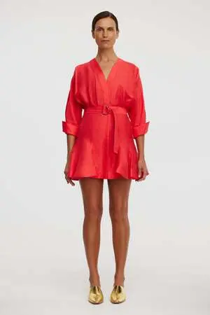 Acler Fairy Hill Mini Dress - Chilli