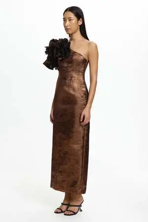 Acler Hampstead One-shoulder Frill Midi Dress