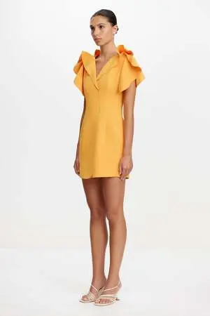 Acler Normanhill Mini Dress - Neon Mango