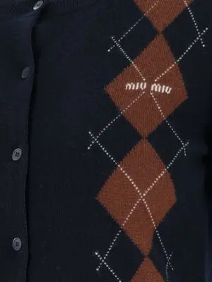 Miu Miu Argyle Crewneck Cardigan - No