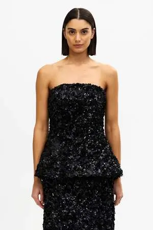 Acler Pipson Sequin Embellished Strapless Top - Black