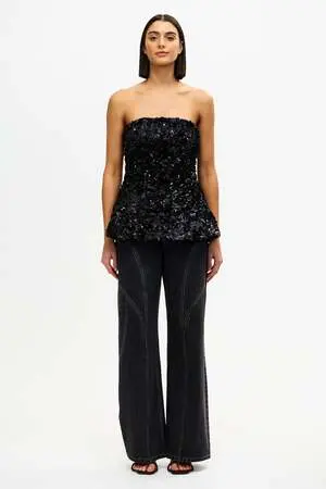 Acler Pipson Sequin Embellished Strapless Top - Black