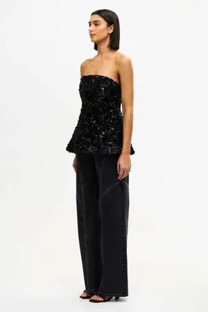 Acler Pipson Sequin Embellished Strapless Top - Black