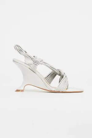Acler Iverly Knot Wedge Sandals - Ivory