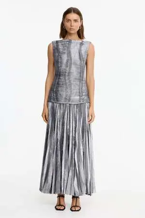 Acler Holden Maxi Dress - Metallic Silver
