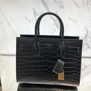 Saint Laurent Nano Sac De Jour Crocodile-effect Tote Bag - Black