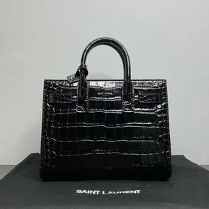 Saint Laurent Nano Sac De Jour Crocodile-effect Tote Bag - Black
