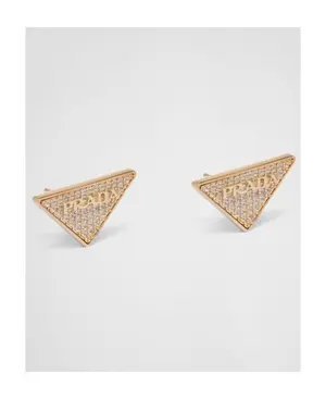 Prada Crystal Logo Stud Earrings