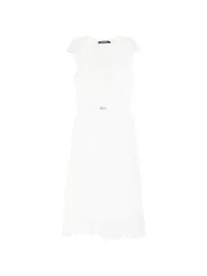 Karl Lagerfeld Pointelle-knit Belted Midi Dress