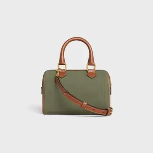 Celine Boston Bag In Textile And Calfskin