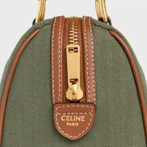 Celine Boston Bag In Textile And Calfskin