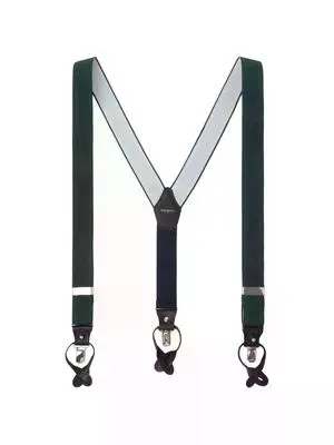 HACKETT LONDON Leather-trim Ribbed Braces - Green
