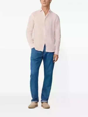 HACKETT LONDON Kent Cutaway-collar Linen Shirt - Pink