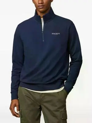 HACKETT LONDON Pique-knit Quarter-zip Sweater