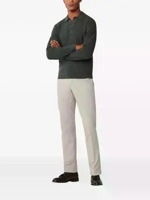 HACKETT LONDON Textured-knit Long-sleeve Polo Shirt - Green