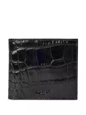 HACKETT LONDON Croc-stamped Billfold Wallet - Black