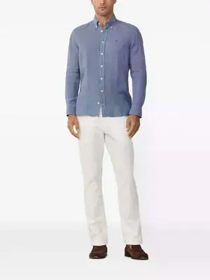 HACKETT LONDON Brompton Button-down Linen Shirt - Blue