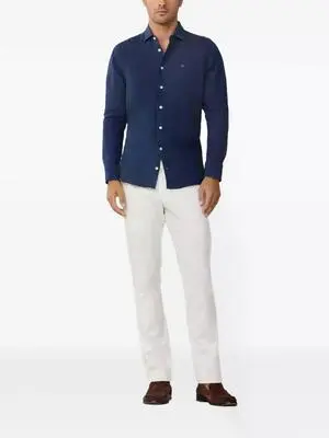 HACKETT LONDON Logo-embroidered Linen Shirt