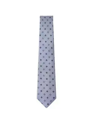HACKETT LONDON Flower-outline Geometric-pattern Tie - Blue
