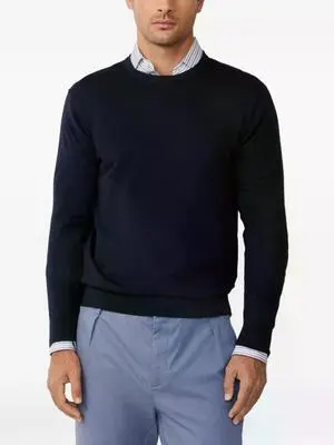 HACKETT LONDON Elbow-patch Crew-neck Sweater - Blue