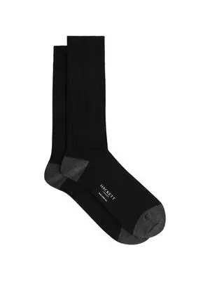 HACKETT LONDON Ribbed-knit Contrast-trim Socks - Black