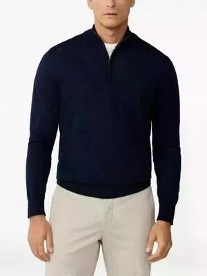 HACKETT LONDON Merino-wool Quarter-zip Sweatshirt - Blue