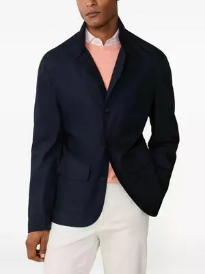 HACKETT LONDON Water-resistant Stand-collar Single-breasted Cotton Blazer