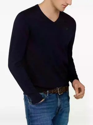 HACKETT LONDON Embroidered-detail V-neck Sweater