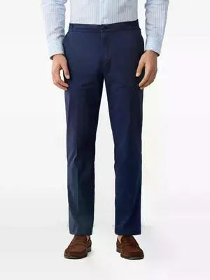 HACKETT LONDON Pleated Elasticated-waistband Chino Trousers - Blue