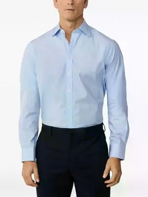 HACKETT LONDON Poplin Striped-trim Shirt - Blue