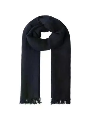 HACKETT LONDON Herringbone-pattern Fringed-edge Scarf - Blue
