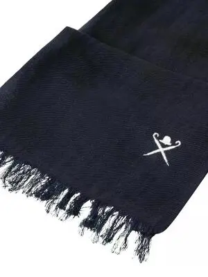 HACKETT LONDON Herringbone-pattern Fringed-edge Scarf