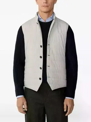 HACKETT LONDON Knit-back Quilted-front Hybrid Gilet - Neutrals