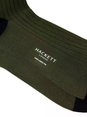 HACKETT LONDON Ribbed-knit Mercerised-cotton Socks - Green