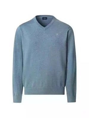 HACKETT LONDON V-neck Embroidered Sweater - Blue