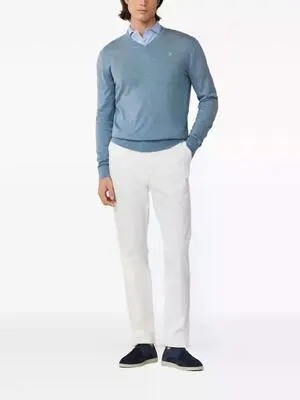 HACKETT LONDON V-neck Embroidered Sweater