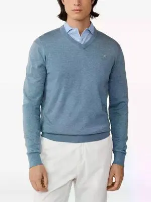 HACKETT LONDON V-neck Embroidered Sweater