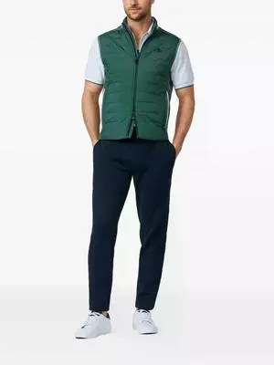 HACKETT LONDON Baffled-stitch Suede-detail Gilet - Green