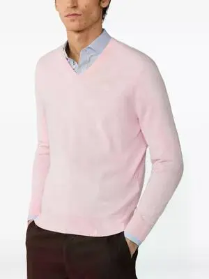 HACKETT LONDON Embroidered-logo V-neck Cotton Jumper