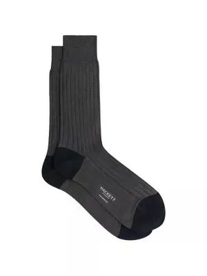 HACKETT LONDON Ribbed-knit Mercerised-cotton Socks - Grey