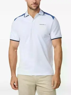 HACKETT LONDON Colour-block Embroidered-logo Polo Shirt - White