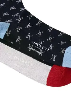 HACKETT LONDON Jacquard-patterned Colour-block Cotton Socks