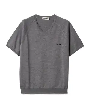 Miu Miu Wool V-neck Short-sleeve Sweater