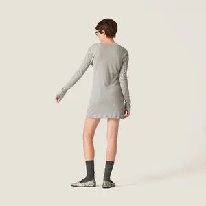 Miu Miu Ribbed Knit Jersey Dress