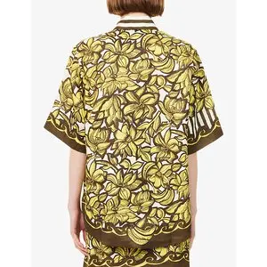 ALEMAIS Graphic-pattern Hemp Shirt