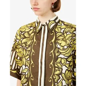 ALEMAIS Graphic-pattern Hemp Shirt