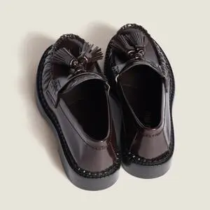 Miu Miu Polished Leather Tassel Loafers