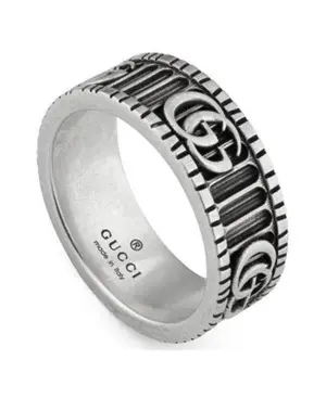 Gucci Silver Logo Marmont Ring - Gray